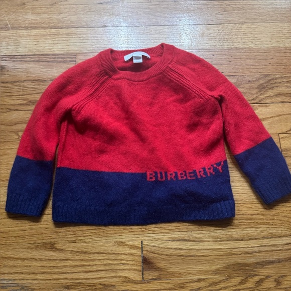 Burberry | Shirts & Tops | Burberry Red And Blue Knit Sweater | Poshmark